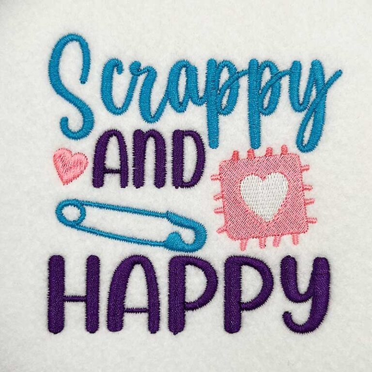 Embroidery Design: Scrappy And Happy