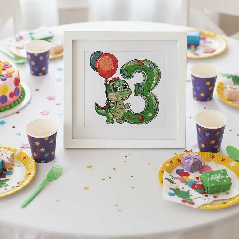 Embroidery Design: Dino Number 3