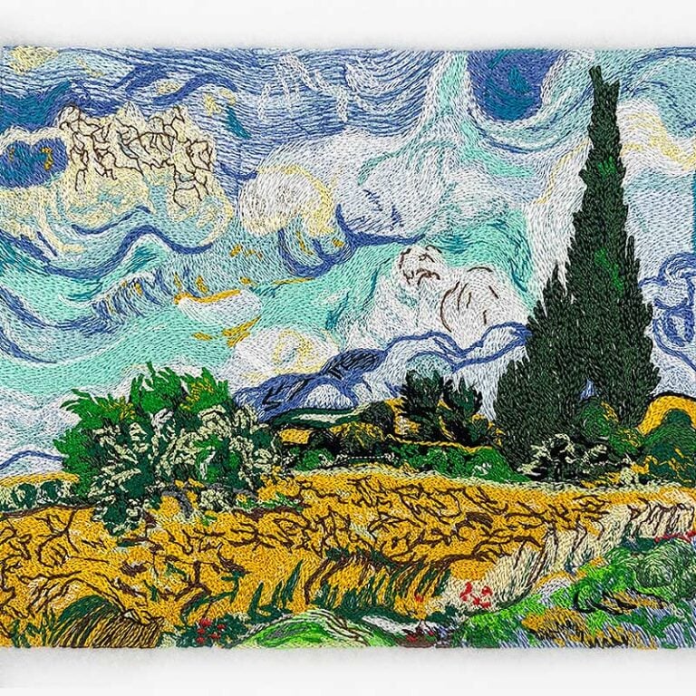 Embroidery Design: Wheat Field With Cypresses by Vincent Van Gogh