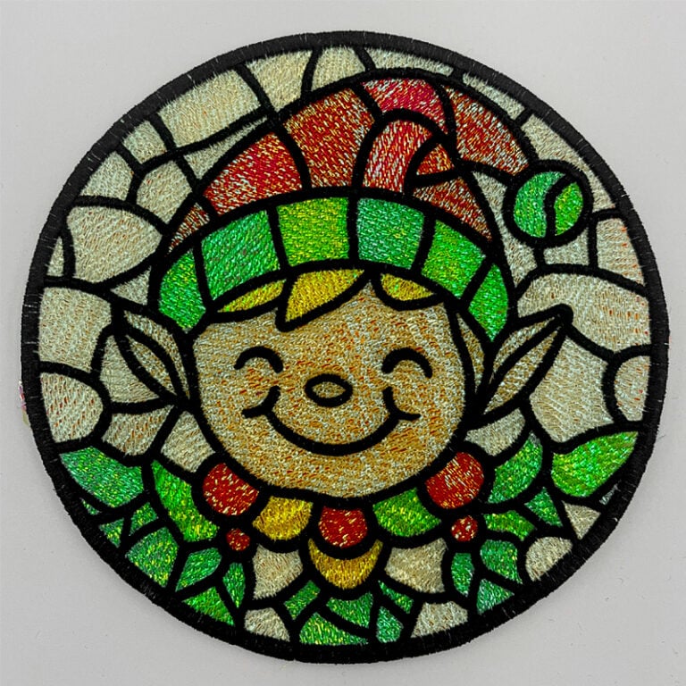 Embroidery Design: Christmas Stained Glass Elf