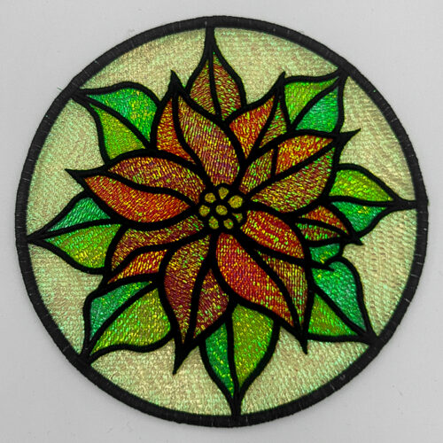 Embroidery Design: Christmas Stained Glass Poinsettia | Embroidery Legacy