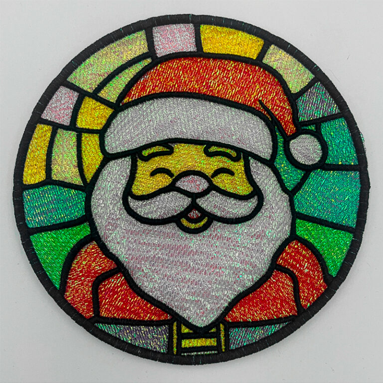 Embroidery Design: Christmas Stained Glass Santa | Embroidery Legacy