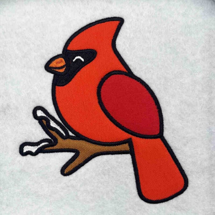 Embroidery Design: Christmas Woodland Cardinal Applique | Embroidery Legacy