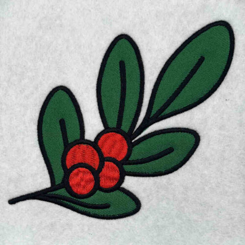 Embroidery Design: Christmas Woodland Holly 2 Applique