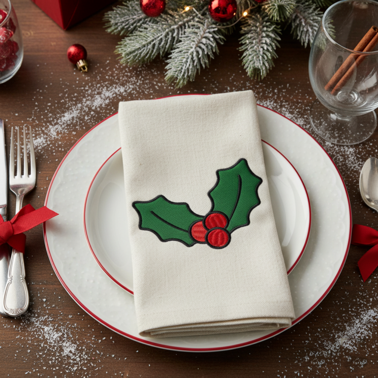 Embroidery Design: Christmas Woodland Holly Applique | Legacy
